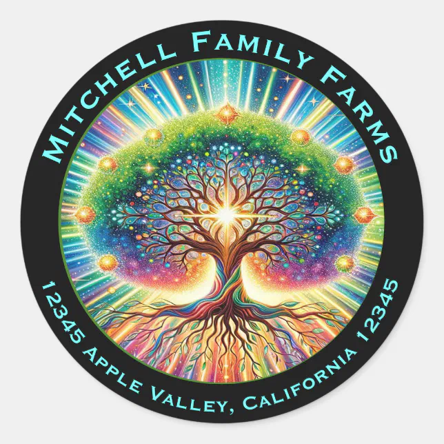 Tree of Life Business Logo Classic Round Sticker | Zazzle