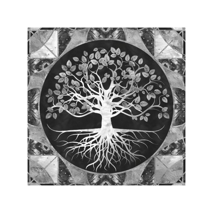 Tree of life - Grey scale Gemstone Canvas Print | Zazzle.co.uk