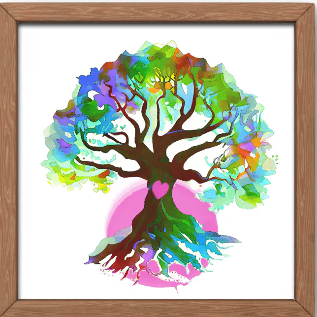 Tree of Life Pink Heart Poster | Zazzle