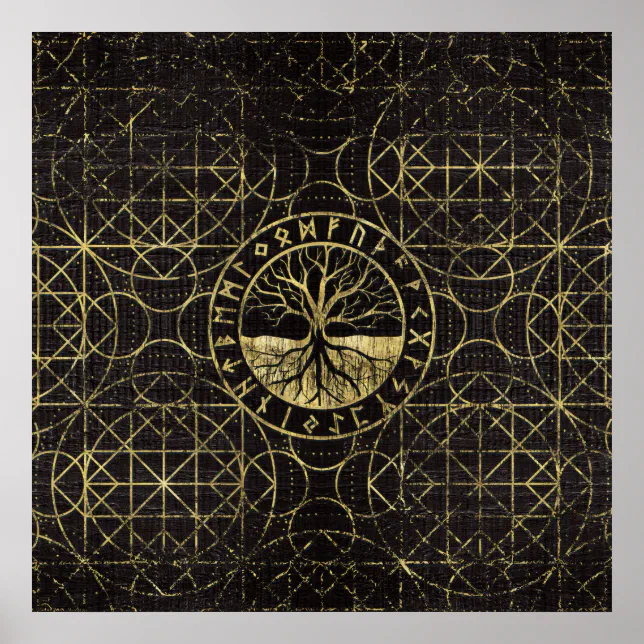 Tree of life -Yggdrasil and Runes Poster | Zazzle