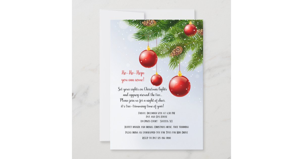 Tree Trimming Party Invitation | Zazzle