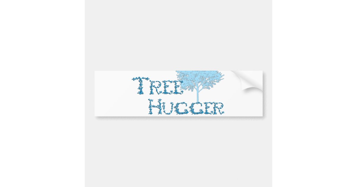 TreeHugger w/ tree Bumper Sticker | Zazzle