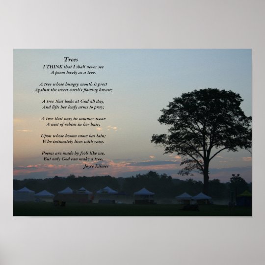 Trees, A poem by Joyce Kilmer Poster | Zazzle.co.uk