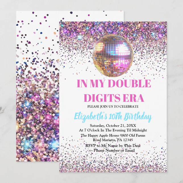 Trendy In My Double Digits Era Birthday Invitation | Zazzle