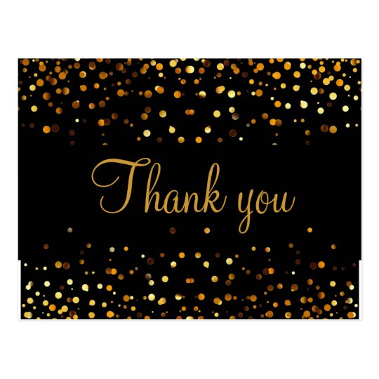Trendy Inexpensiv Gold Glitter Black Thank You Postcard | Zazzle.co.uk