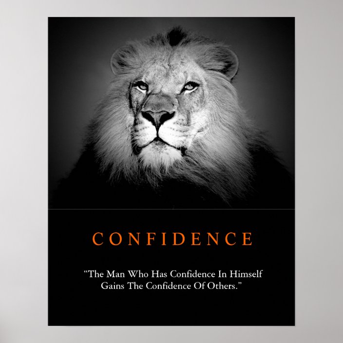 Trendy Motivational Confidence Lion Black White Poster | Zazzle.co.uk
