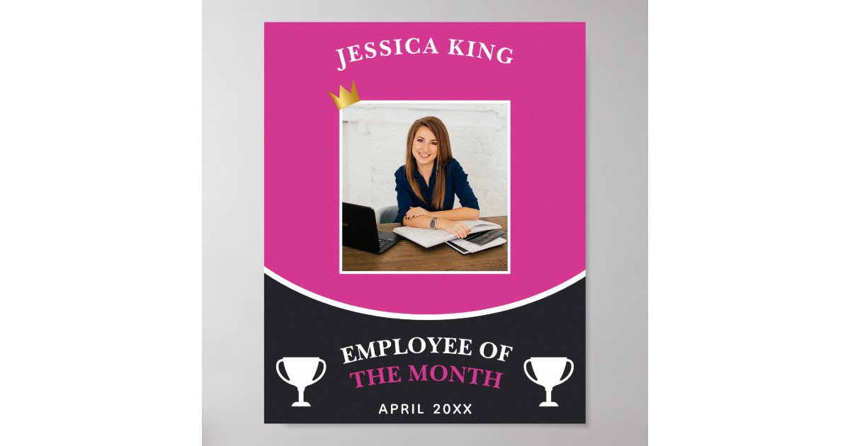 Trendy Pink Employee Of The Month Picture Award Poster | Zazzle