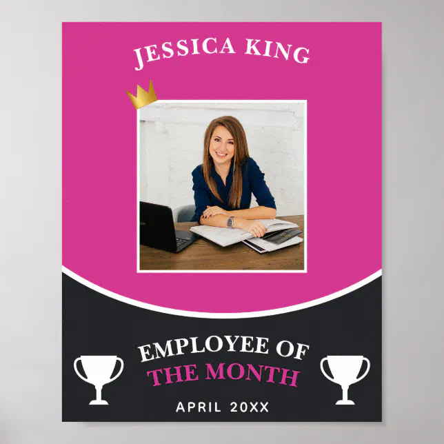 Trendy Pink Employee Of The Month Picture Award Poster | Zazzle