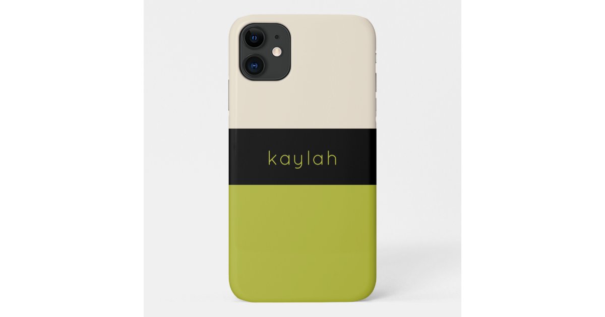 Trendy Pistachio Green Color Block with Name Case-Mate iPhone Case | Zazzle