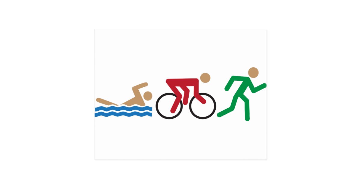 Triathlon logo icons in colour postcard | Zazzle.co.uk