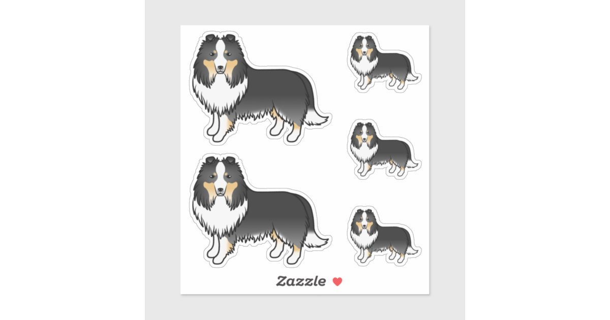 Tricolor Shetland Sheepdog Sheltie Cartoon Dogs | Zazzle