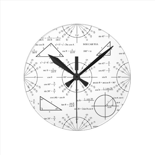 Trig & Triangles Round Clock | Zazzle.co.uk