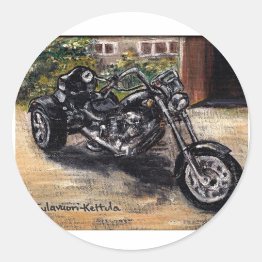 Trike motorcycle classic round sticker | Zazzle.co.uk
