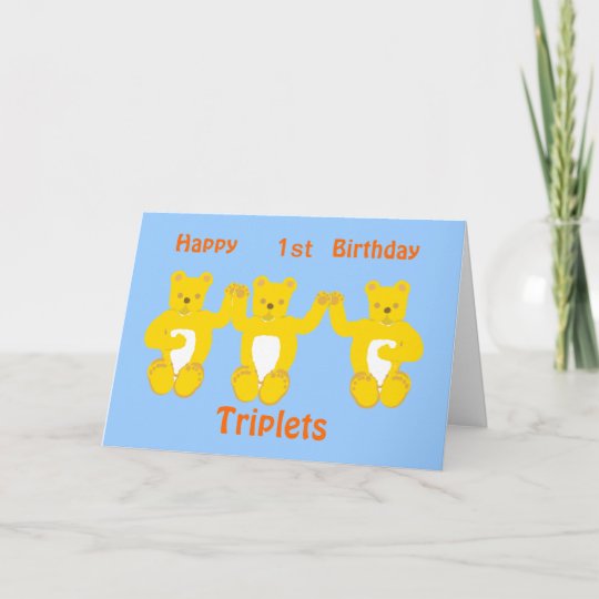 Triplets Birthday Card, add year/names Card | Zazzle.co.uk