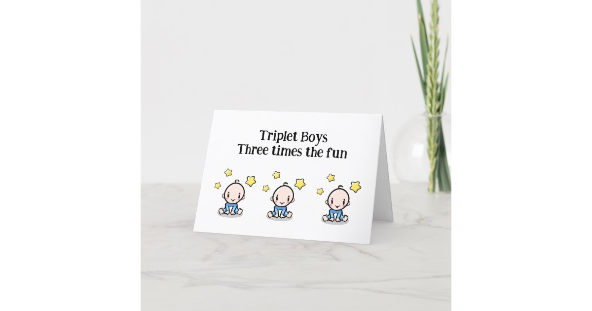 Triplets Congratulations Card, 3 triplet boys, Thank You Card | Zazzle