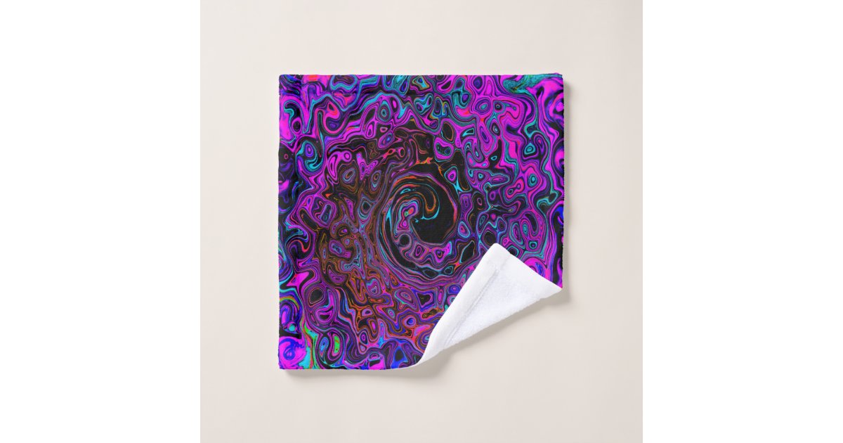Trippy Black and Magenta Retro Liquid Swirl Wash Cloth | Zazzle