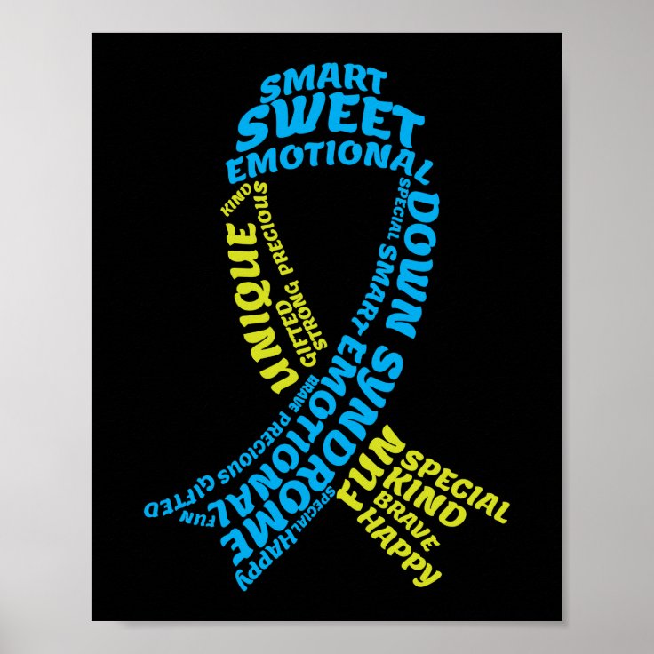 Trisomy 21 Down Syndrome Awareness Ribbon Word Poster | Zazzle