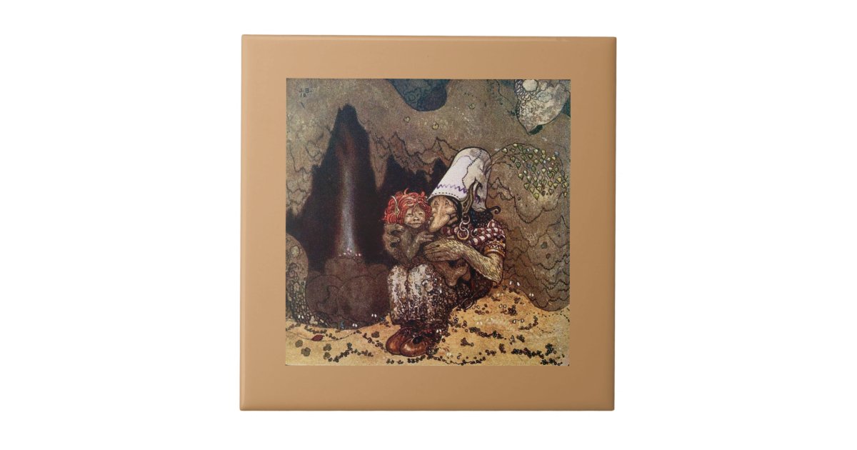 Troll Mother Beside a Campfire Tile | Zazzle
