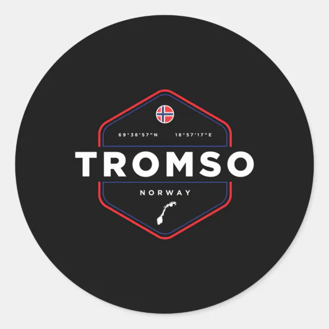 Tromso Norway Map Flag Classic Round Sticker | Zazzle