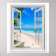 Tropical Beach Ocean View Faux Window Poster | Zazzle