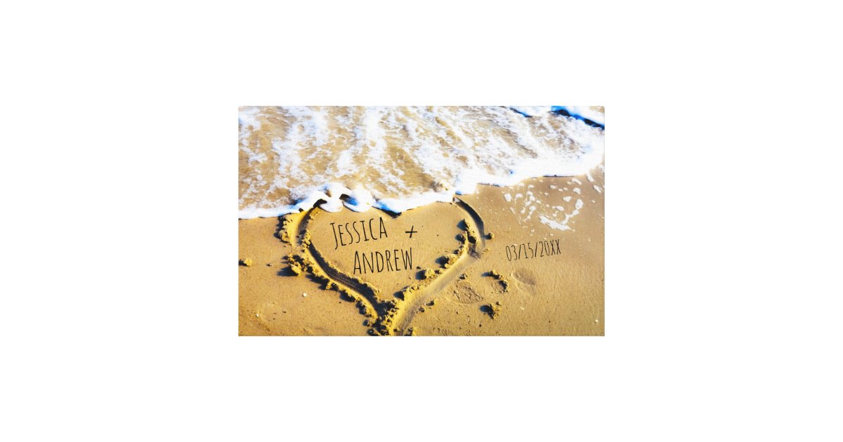 Tropical Beach Personalised Names in the Sand Canvas Print | Zazzle