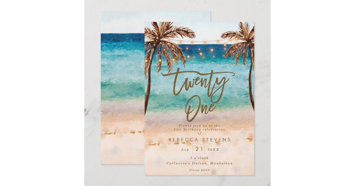 Tropical Beach Summer 21st Birthday Party Invitation Zazzle