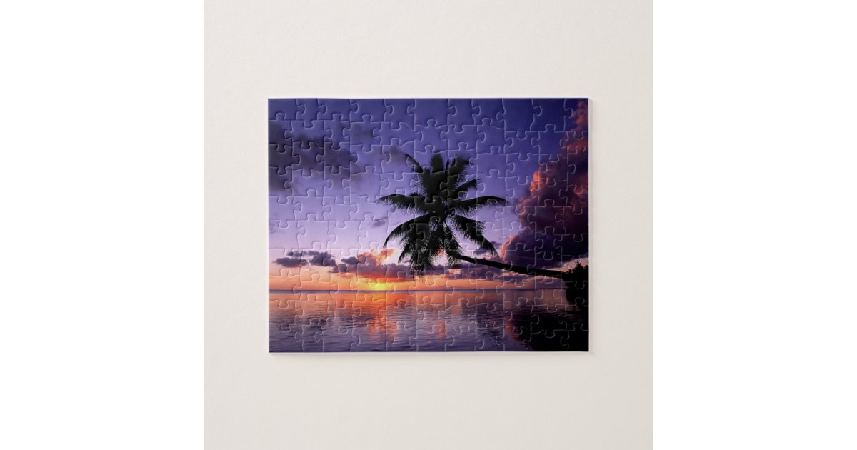 Tropical Beach Sunset Game Puzzle | Zazzle