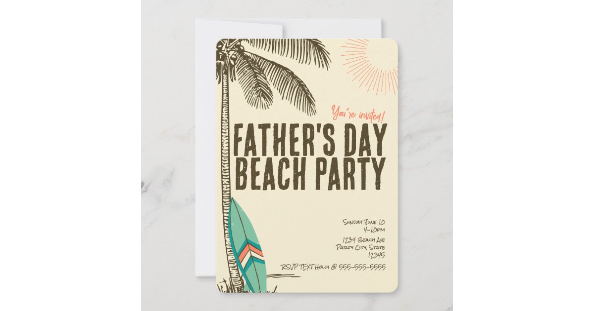 Tropical Father's Day Beach Party Invitation | Zazzle