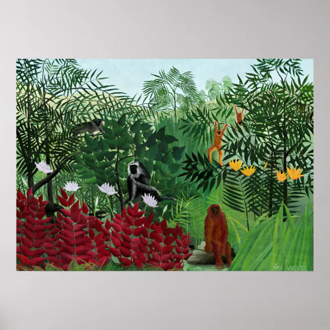 Tropical Forest with Monkeys by Henri Rousseau. Poster | Zazzle