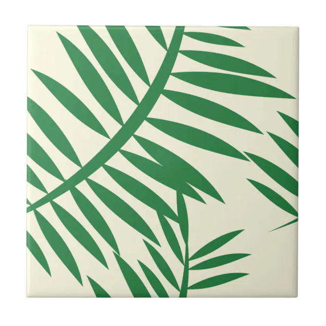 Tropical Green Fern Leaf Pattern Tile | Zazzle