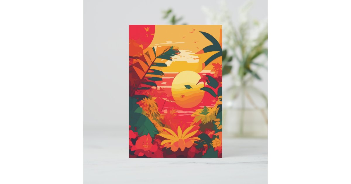 Tropical Island Reggae Sunset Thank You Card | Zazzle