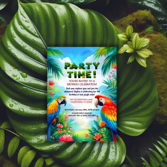 Tropical Jungle Birthday Party Invitation for Kids | Zazzle