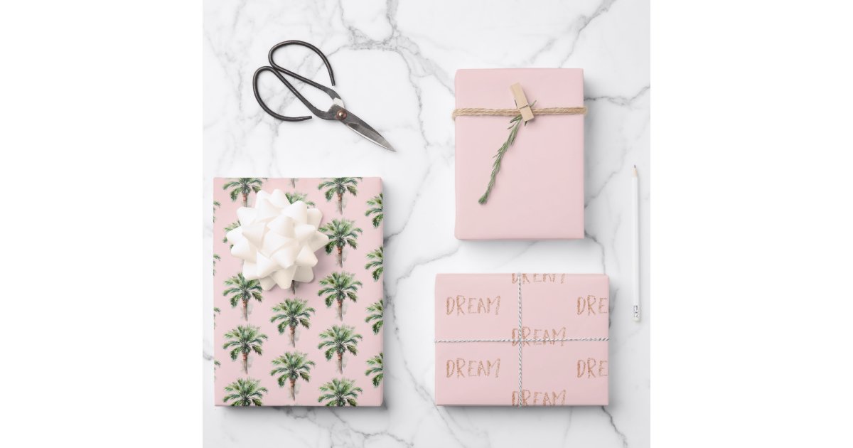 Tropical Palm Tree Gold Glitter Dream Wrapping Paper Sheet | Zazzle