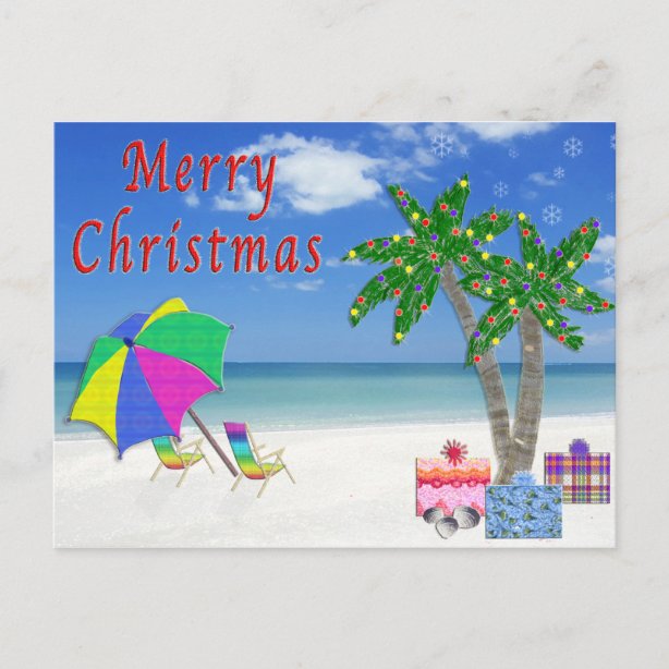Beach Christmas Postcards | Zazzle UK