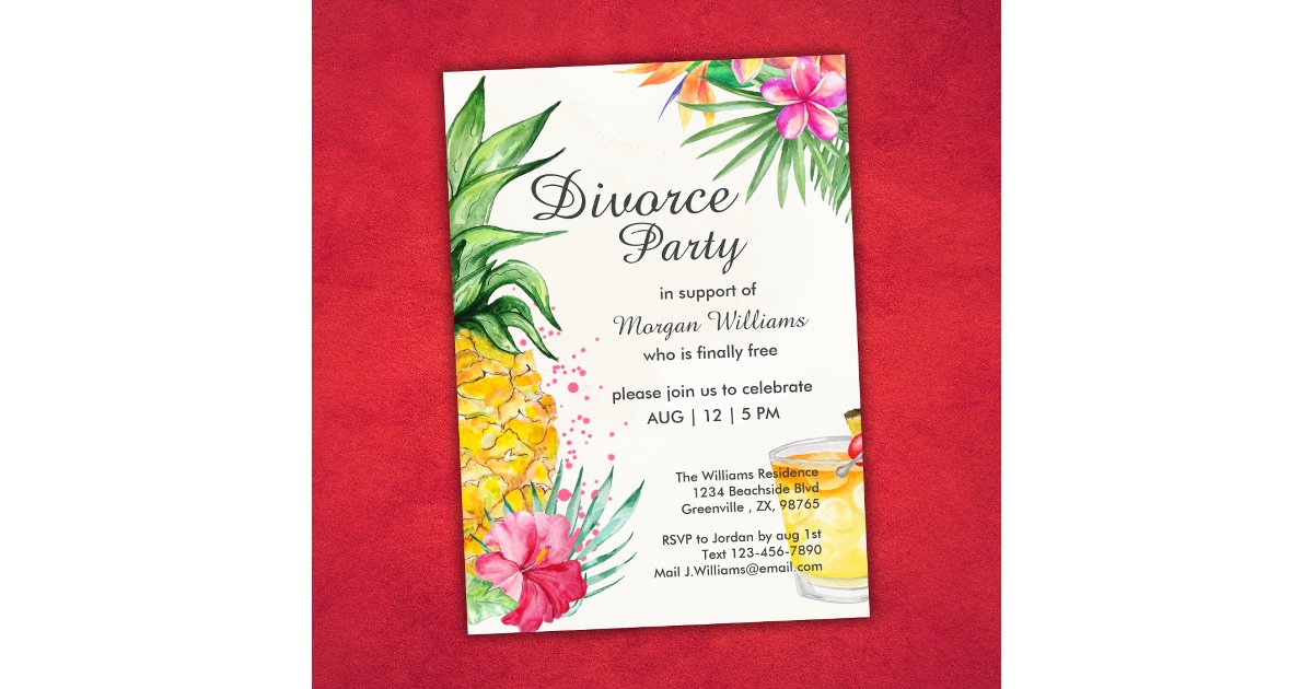Tropical Summer Cocktail Divorce Support Party Invitation | Zazzle