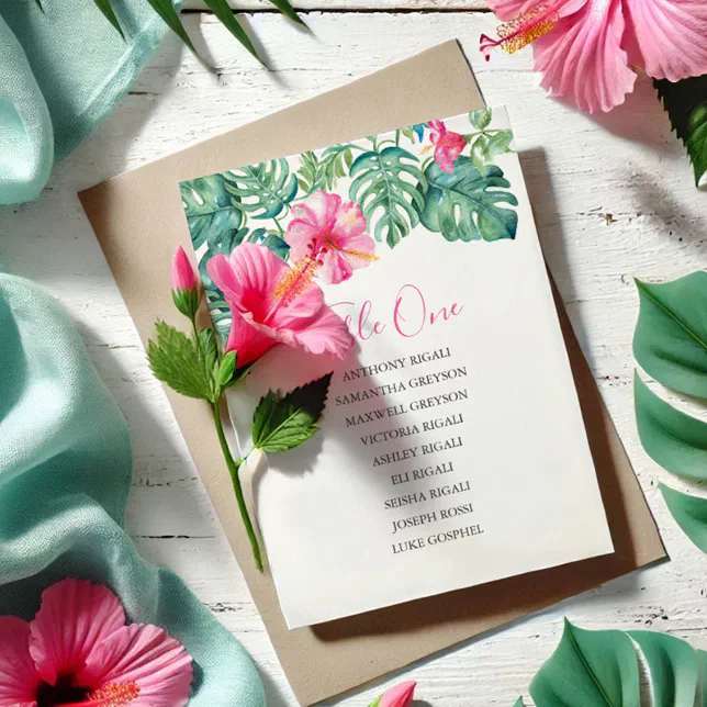 Tropical Wedding Seating Chart, Table Plan Invitation | Zazzle