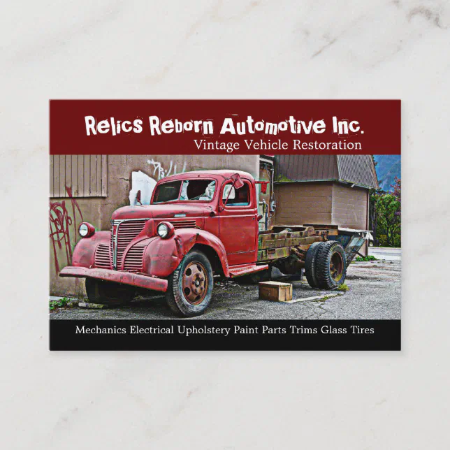 Truck in Back Alley Mechanics Repair Shop Business Card | Zazzle