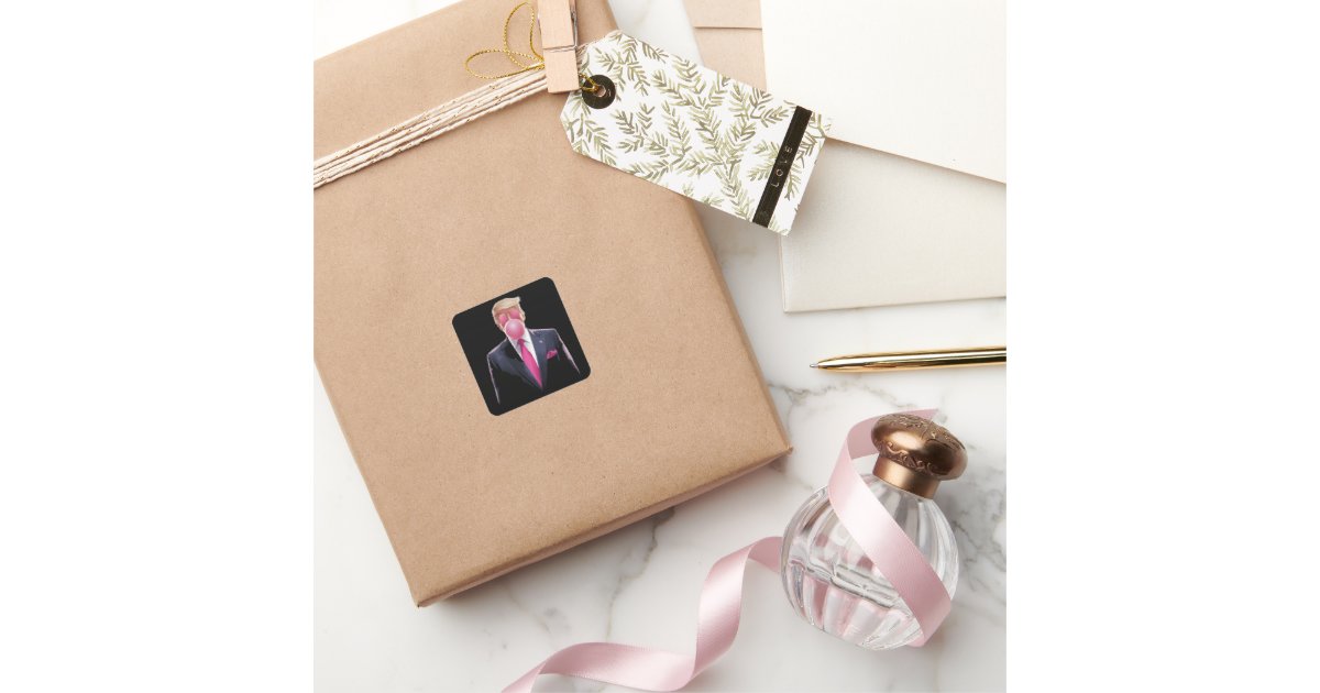 Trump Bubble Gum Square Sticker | Zazzle