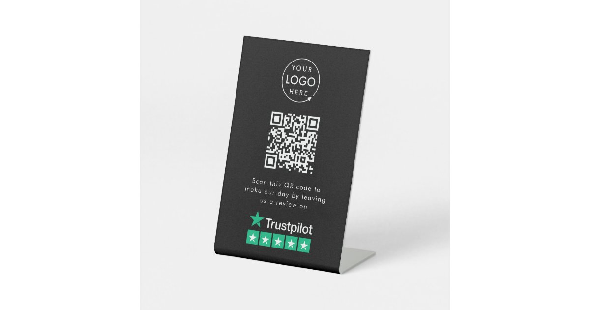 Trustpilot Review us Black Business QR Code Pedestal Sign | Zazzle