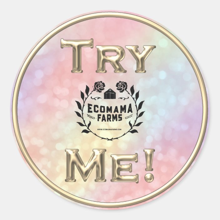 Try Me Logo Golden Tester Sample Holographic Classic Round Sticker ...