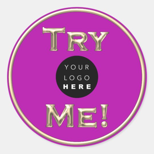 Try Me Logo Tester Sample Gold Pink Small Business Classic Round ...