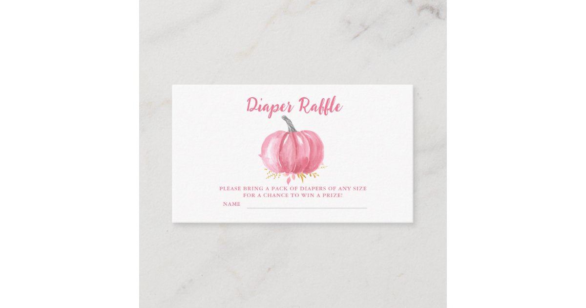 t's a Girl Fun Pink Pumpkin Diaper Raffle Ticket Enclosure Card | Zazzle
