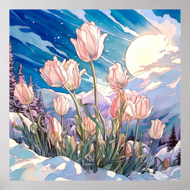 Tulips Wall Art, Floral Square Poster | Zazzle