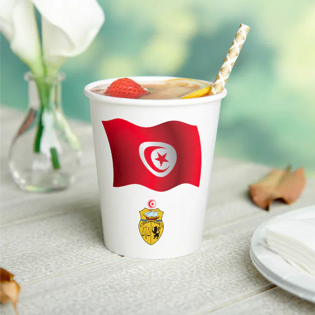Tunisia Flag and Coat of Arms Patriotic Tunisian Paper Cups | Zazzle