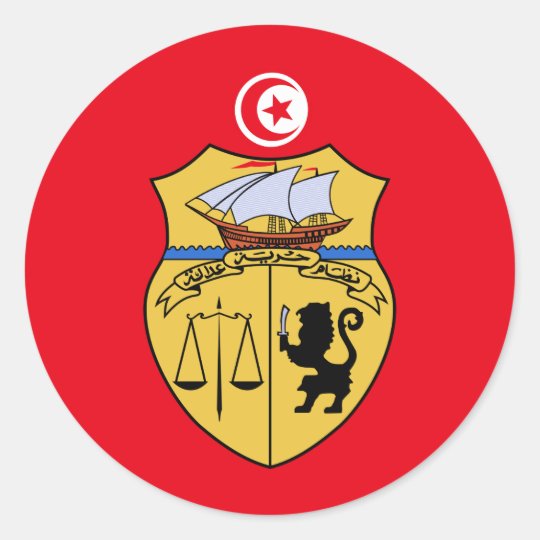 Tunisian Coat of Arms, Tunisia Classic Round Sticker | Zazzle.co.uk