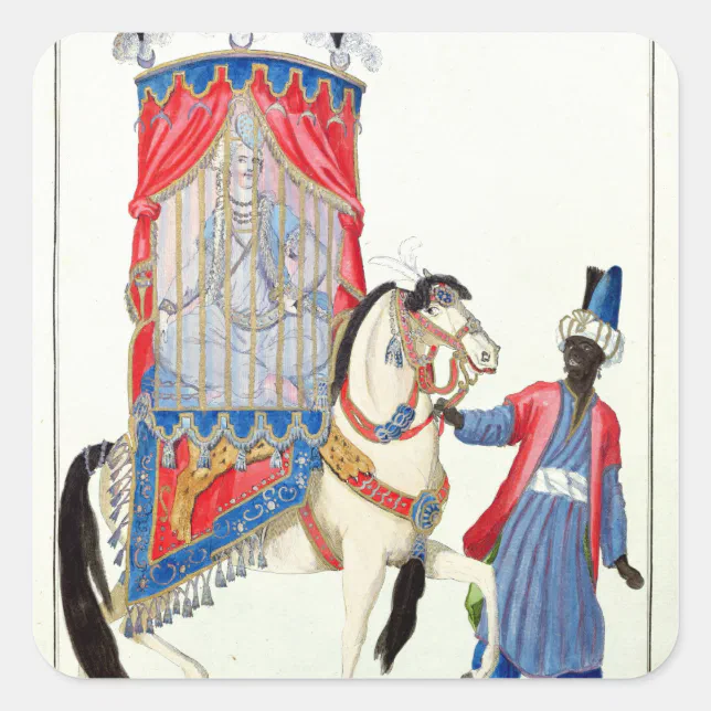 Turkish princess on her way to the mosque square sticker | Zazzle