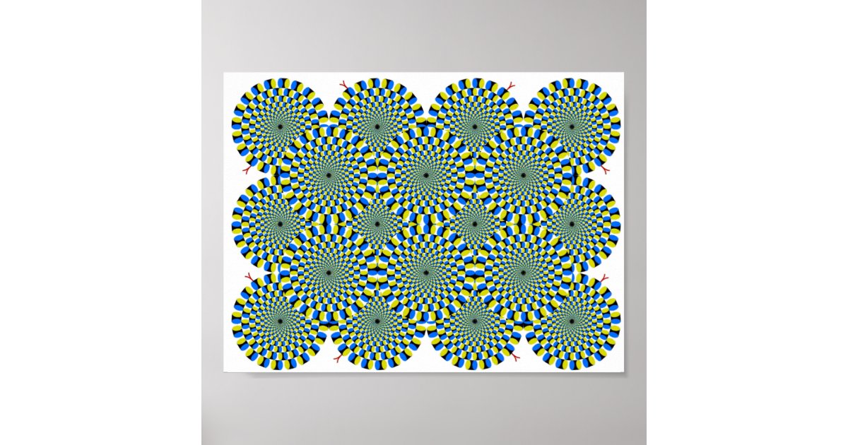 Turning Wheels Optical Illusion Green Hypnotise Poster | Zazzle