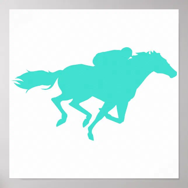 Turquoise; Blue Green Horse Racing Poster | Zazzle