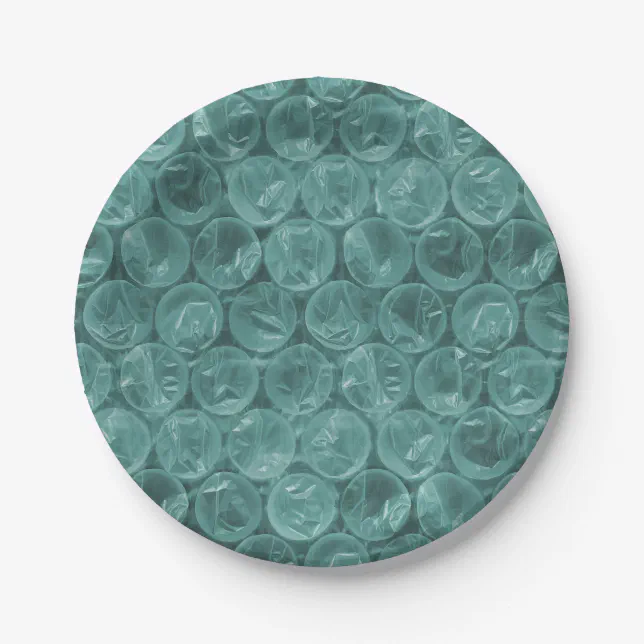 Turquoise bubble wrap pattern paper plate | Zazzle