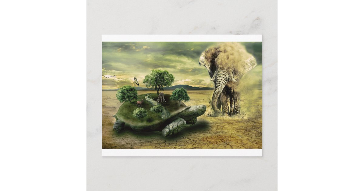 TURTLE AND ELEPHANT POSTCARD | Zazzle